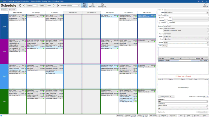 Schedule | Manage your glazing teams schedule with Smart Glazier