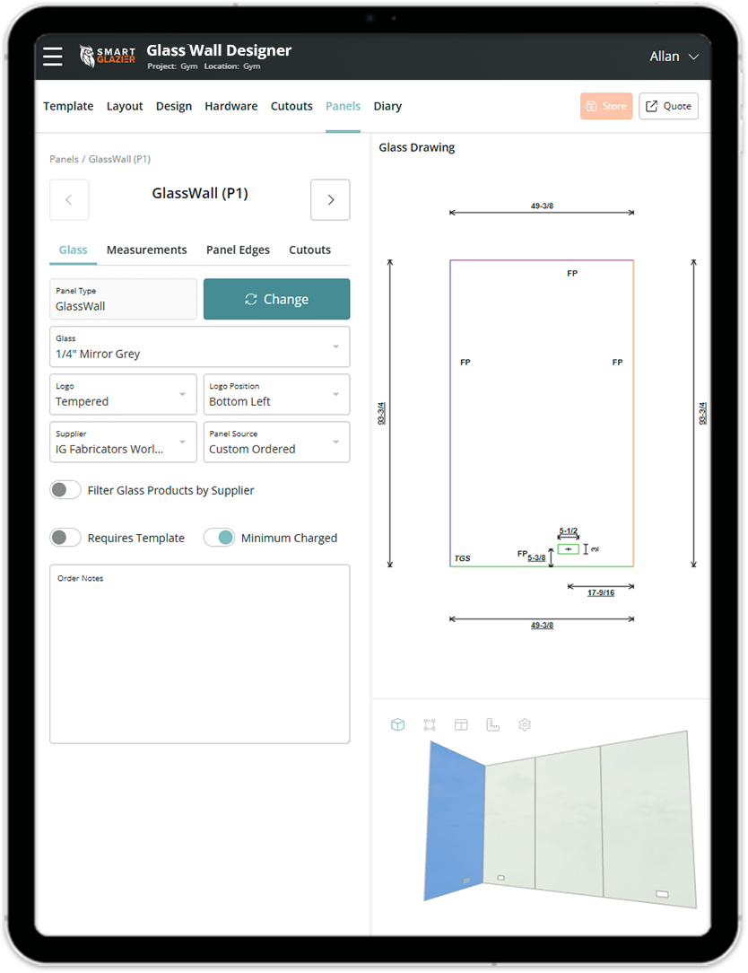 Mirror Wall Design & Estimating Software | Smart Glazier