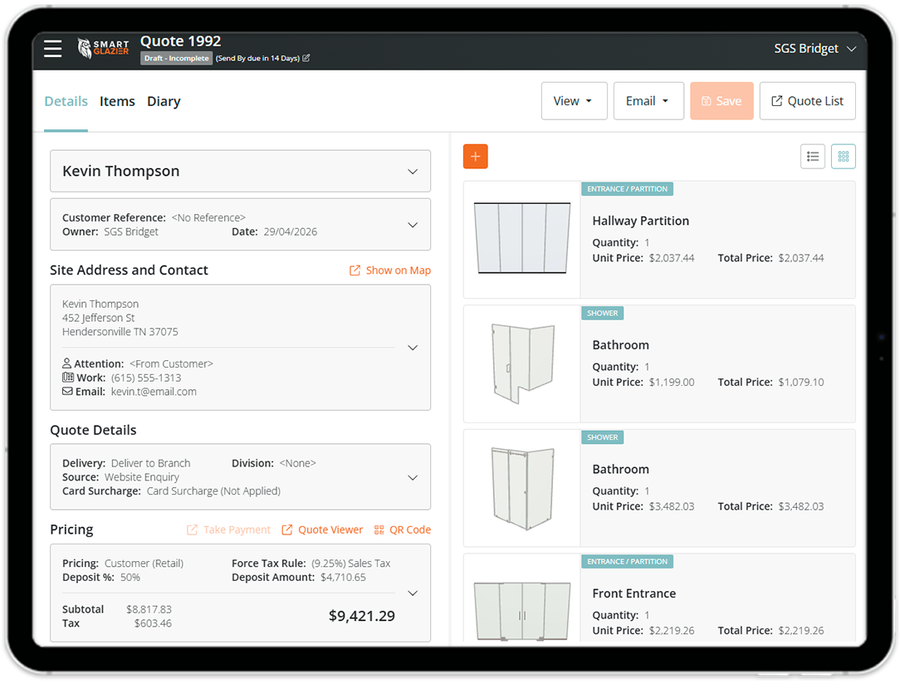 Smart Glazier Business | Job Diary for Glaziers