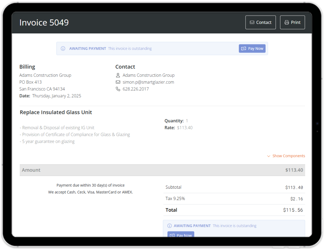 Invoicing & Accounting | Invoice glazing jobs faster