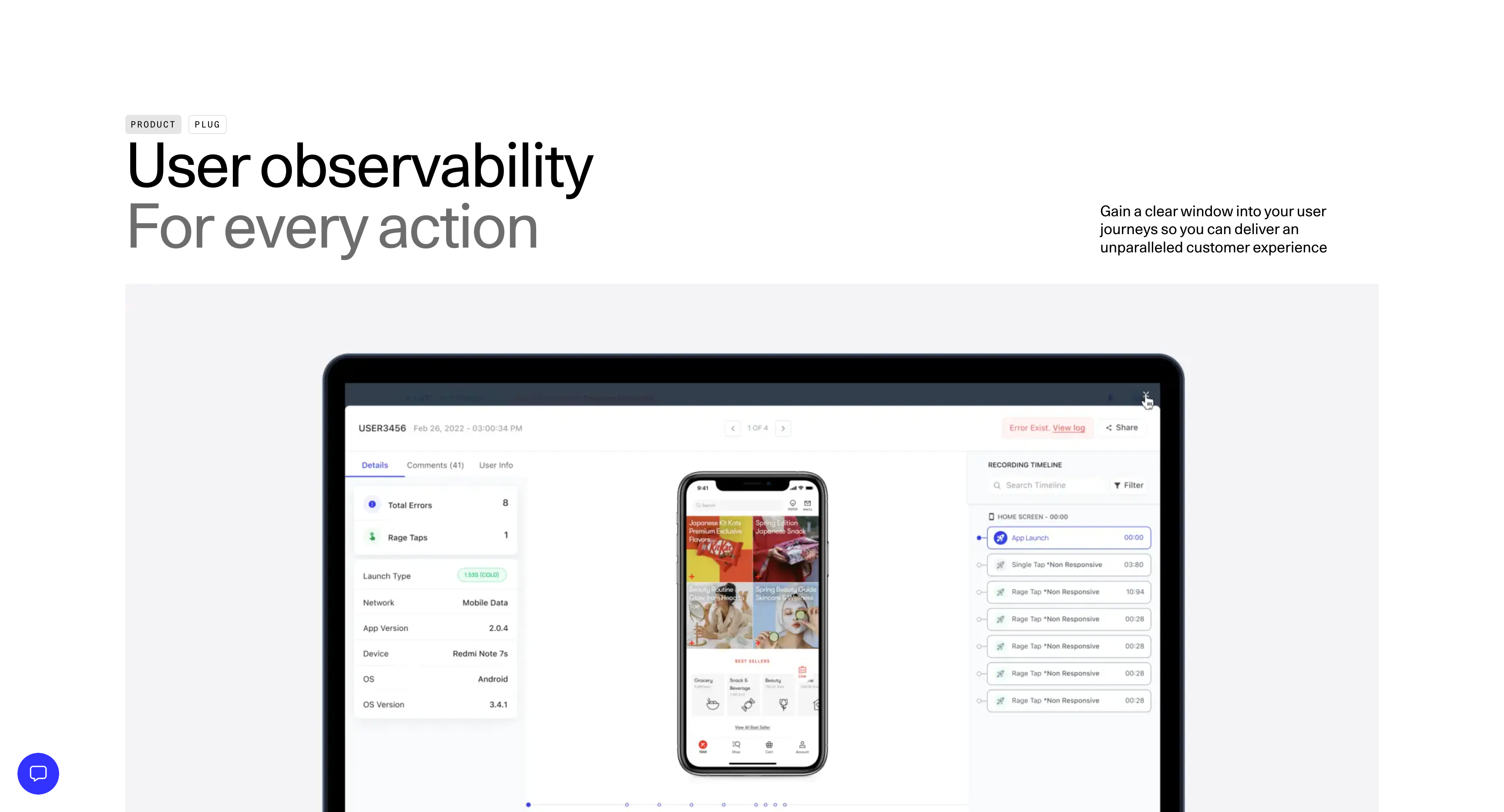 PLuG User Observability | Session recordings and Funnel Analytics PLuG User Observability | Session recordings and Funnel Analytics