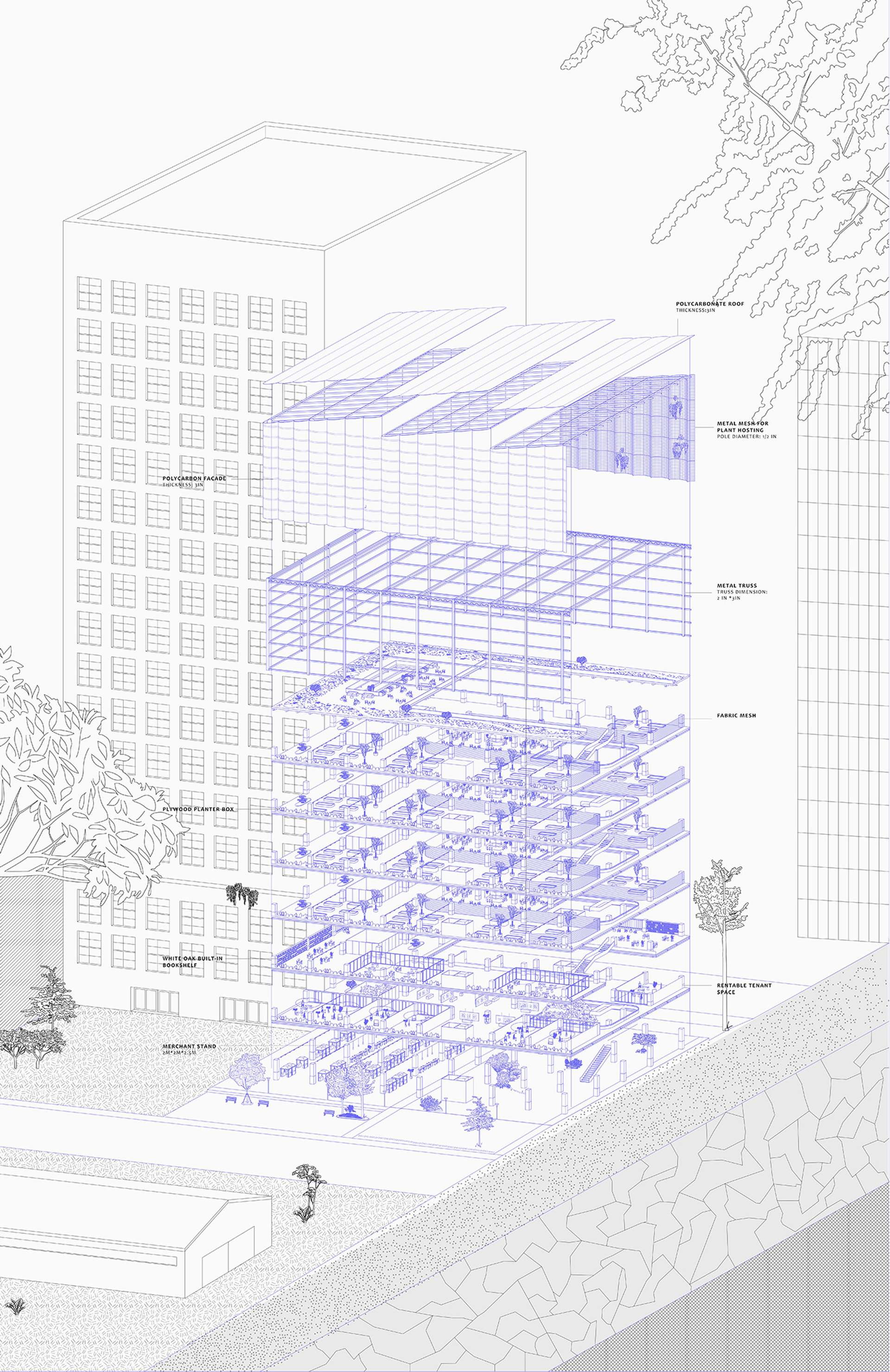 Adaptive-Reuse of Parking Lots into a urban food hub – KoozArch