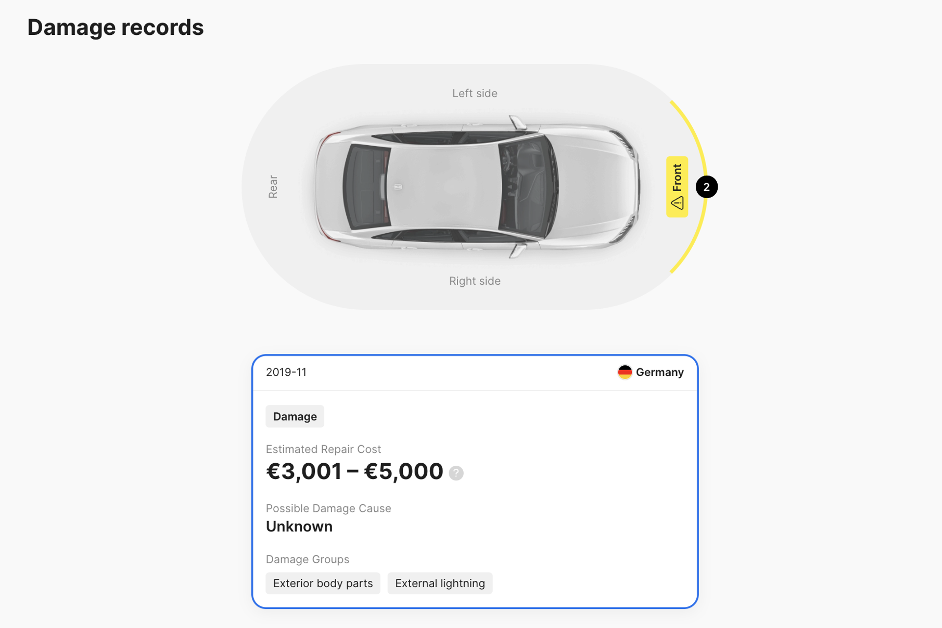 Damage feature: Uncover a car’s accident history