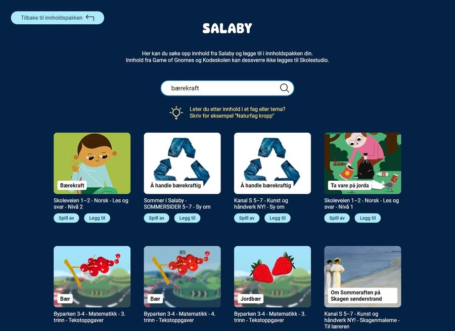 Legg til innhold fra Salaby