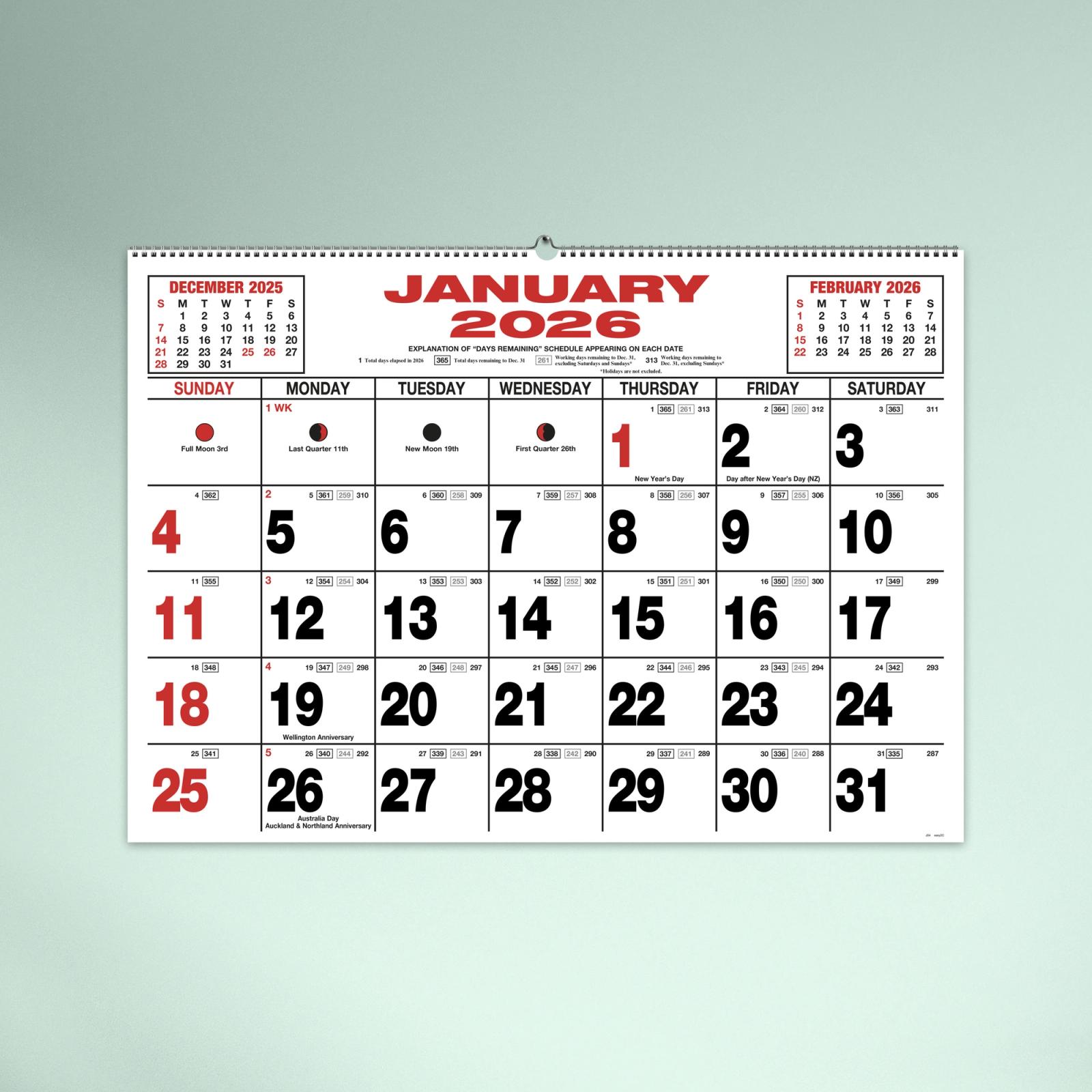 easy2C Large Unlaminated Wall Planner (Box of 15)