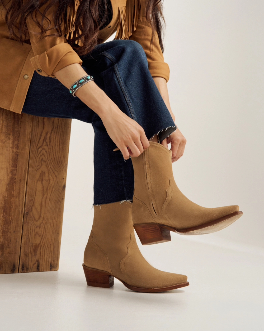 The Dakota in Desert Tan Suede - Women's Zip Boot | Tecovas