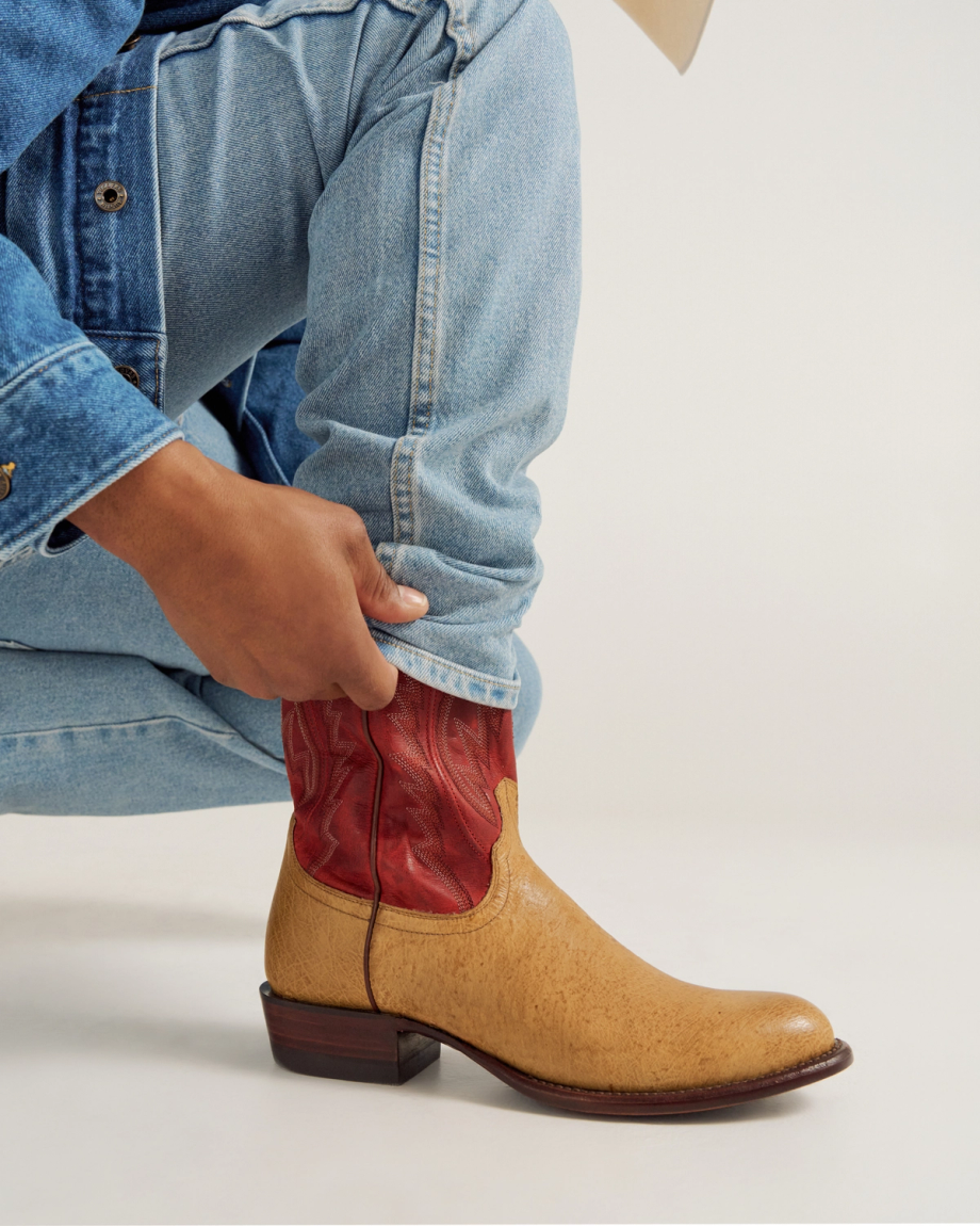 The Weston in Cedar/Red Smooth Ostrich - Men's Cowboy Boot | Tecovas