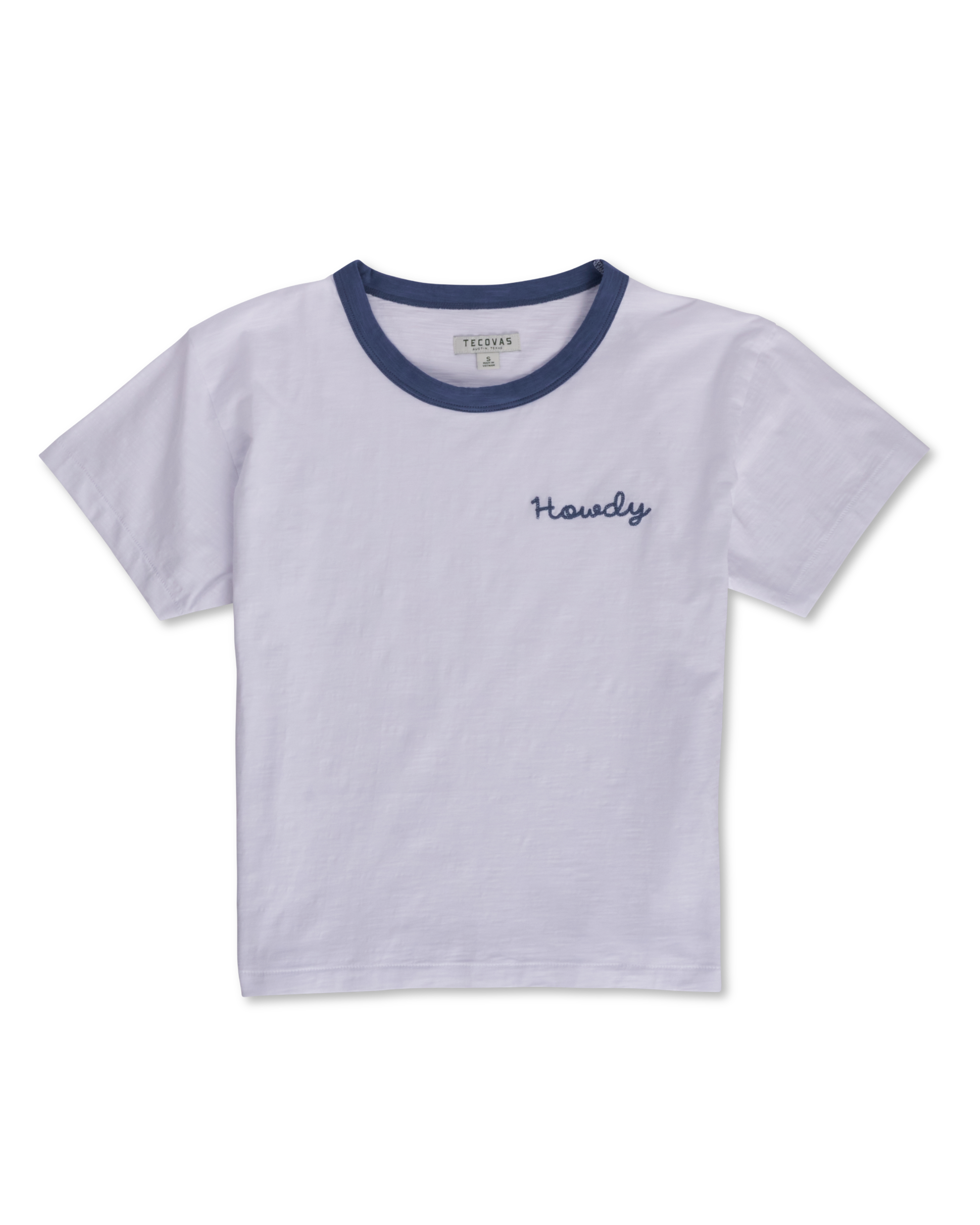 Women's Vintage Ringer Tee - White/Bluefin | Tecovas