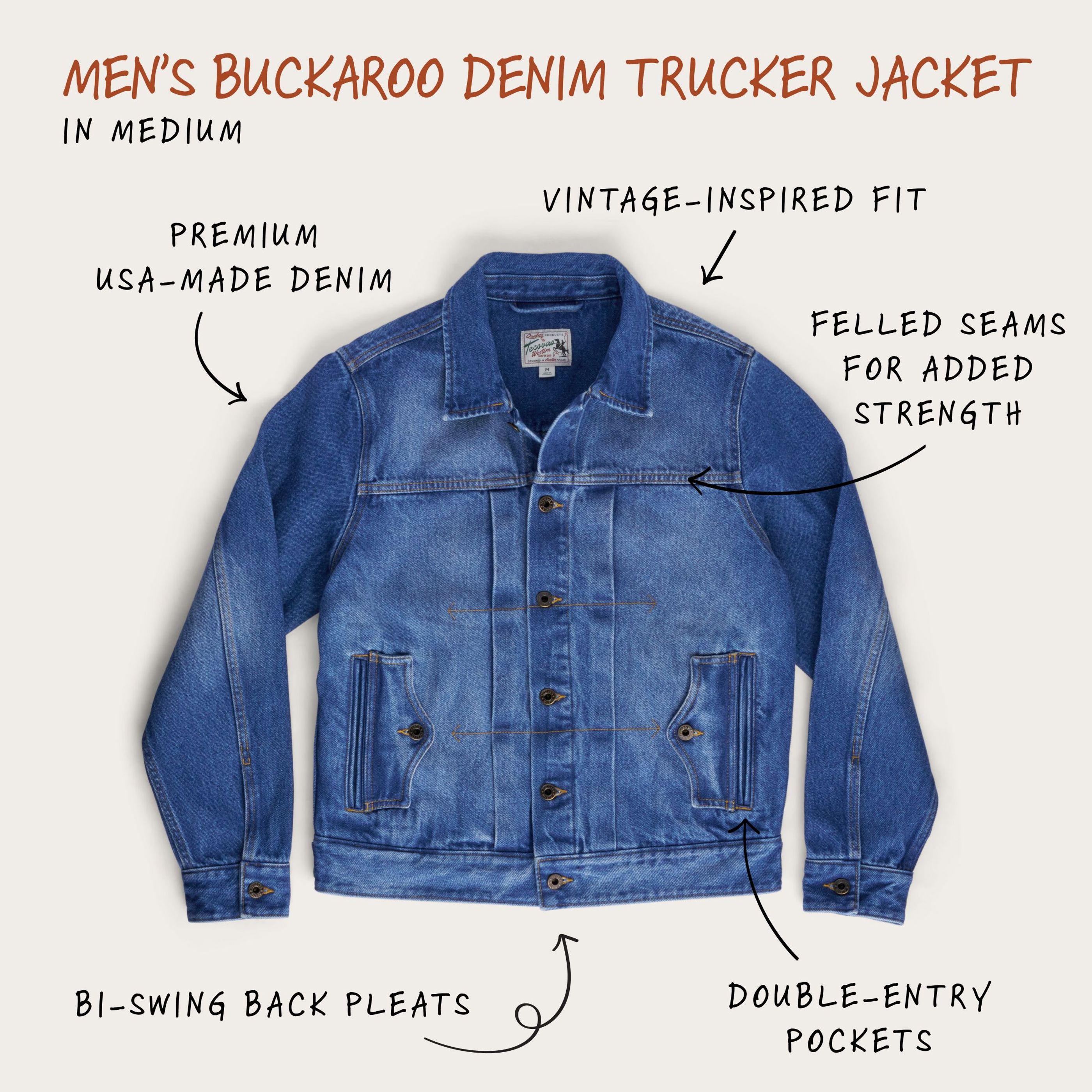 Men's Buckaroo Denim Trucker Jacket - Medium | Tecovas