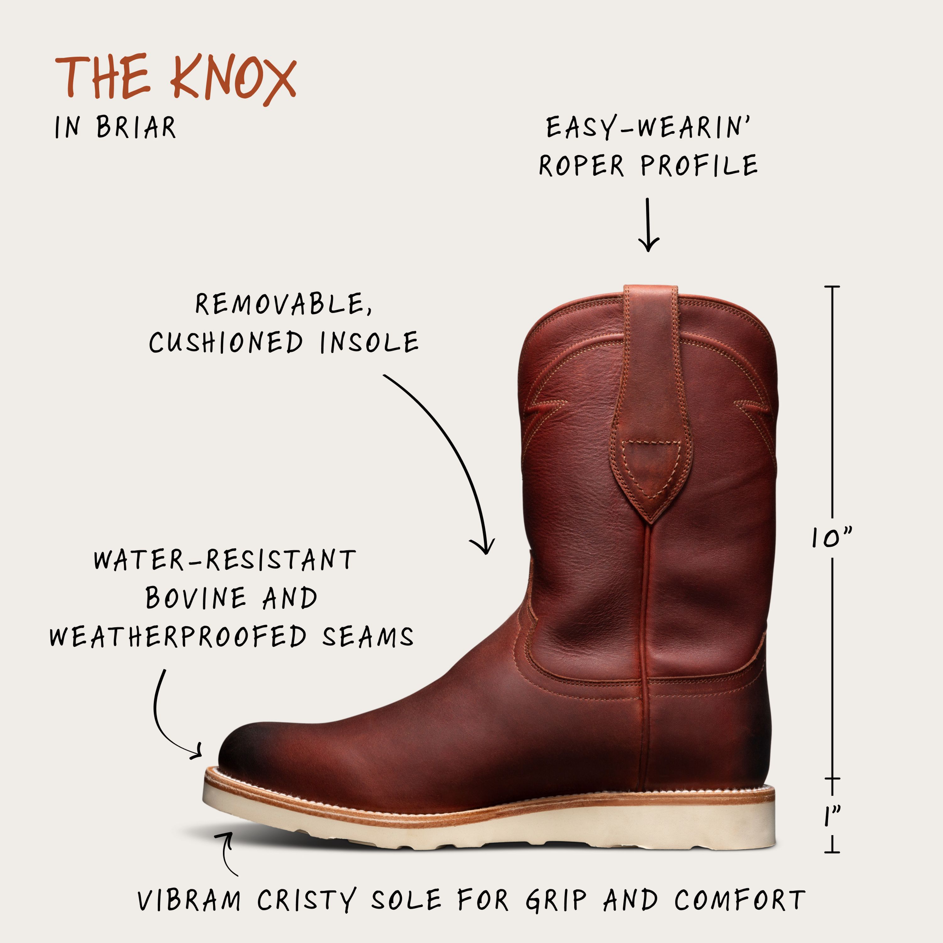 Men's Wedge Roper Boots | The Knox - Briar | Tecovas