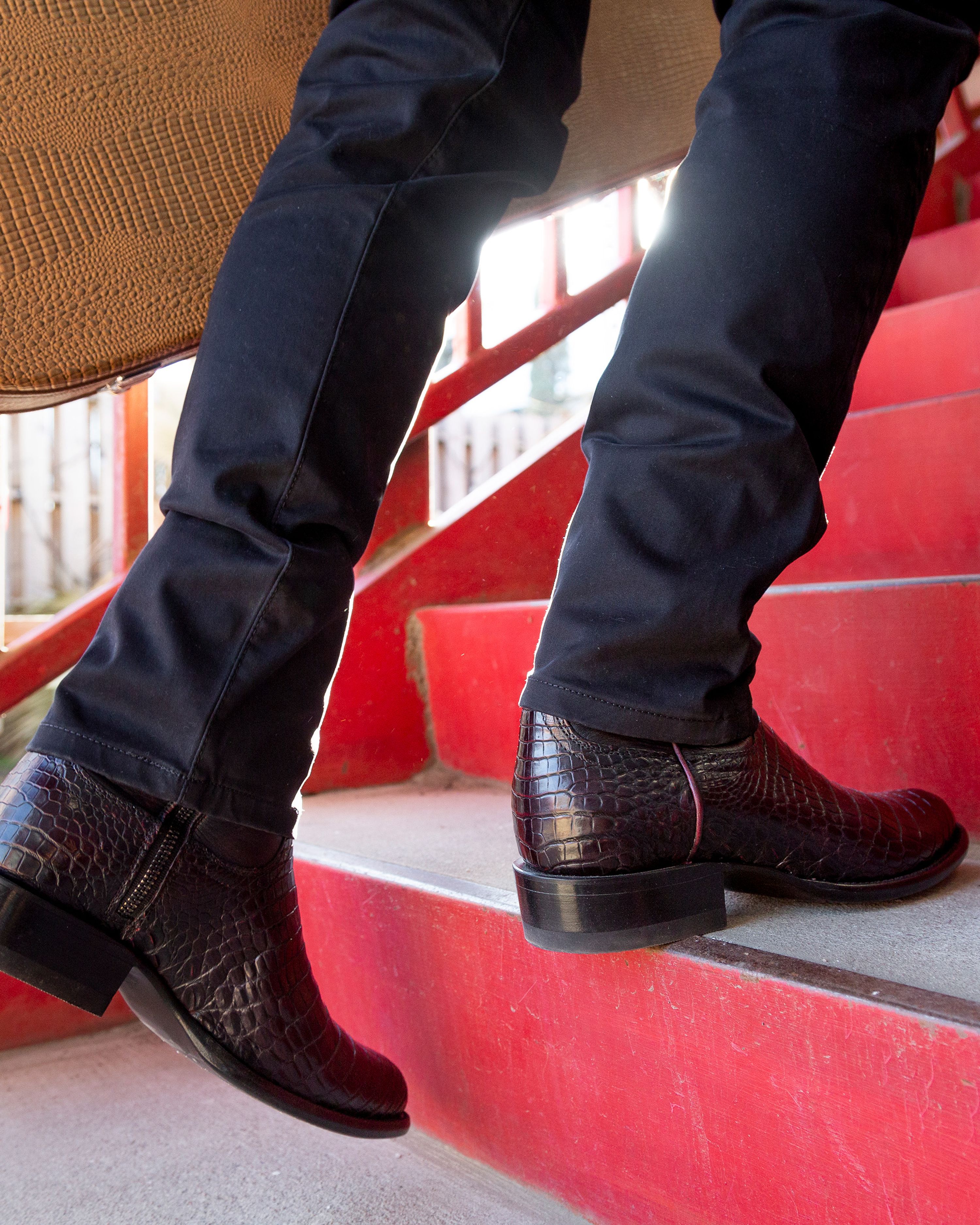 The Dean in Black Cherry Crocodile - Men's Zip Boot | Tecovas