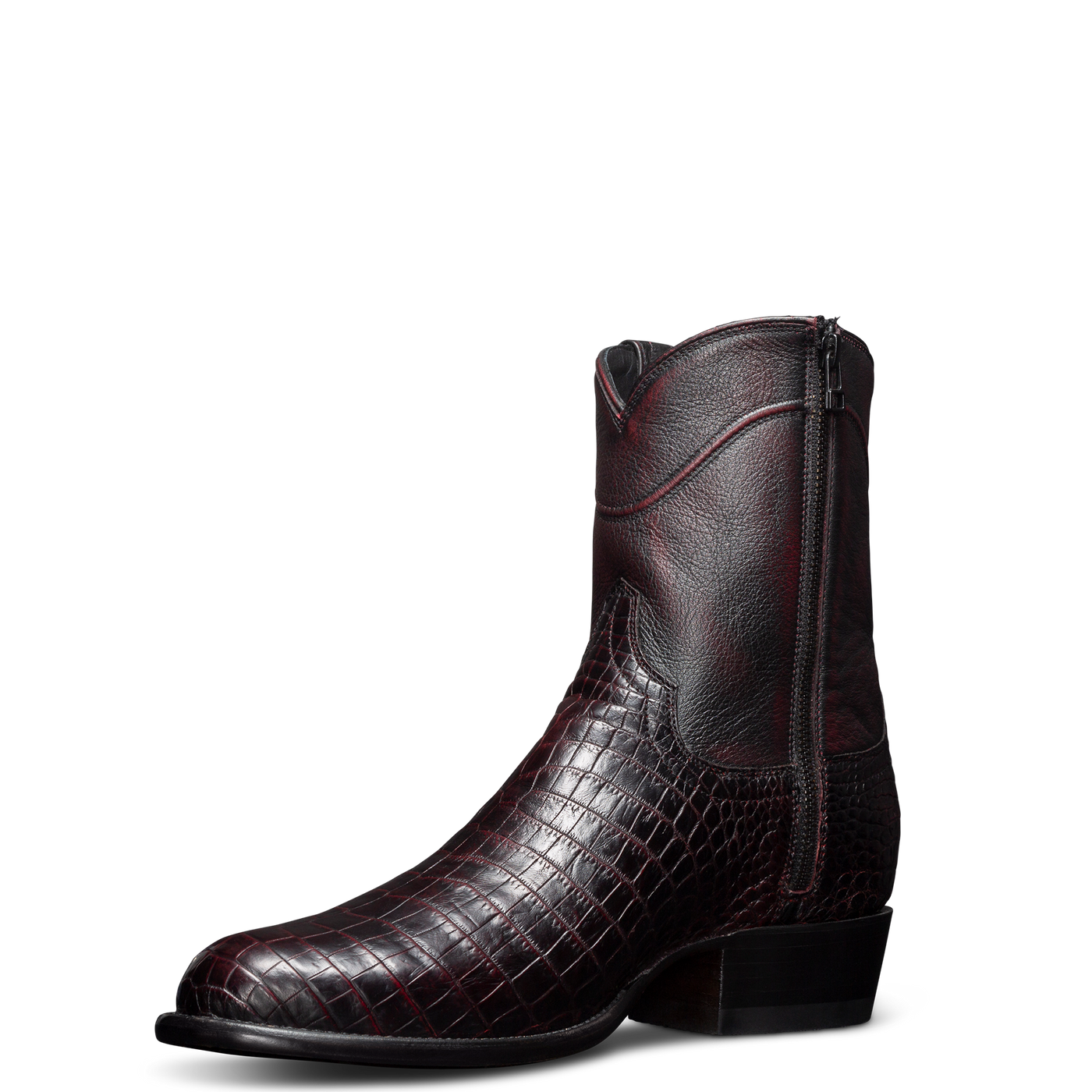 The Dean in Black Cherry Crocodile - Men's Zip Boot | Tecovas