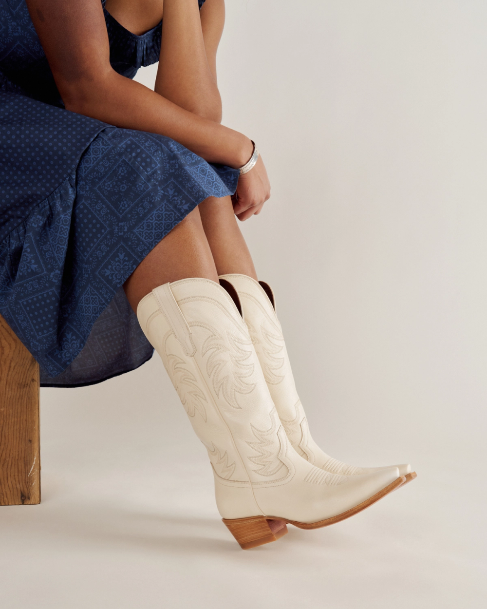 The Annie Wide Calf in Bone Cowhide - Women's Cowgirl Boot | Tecovas