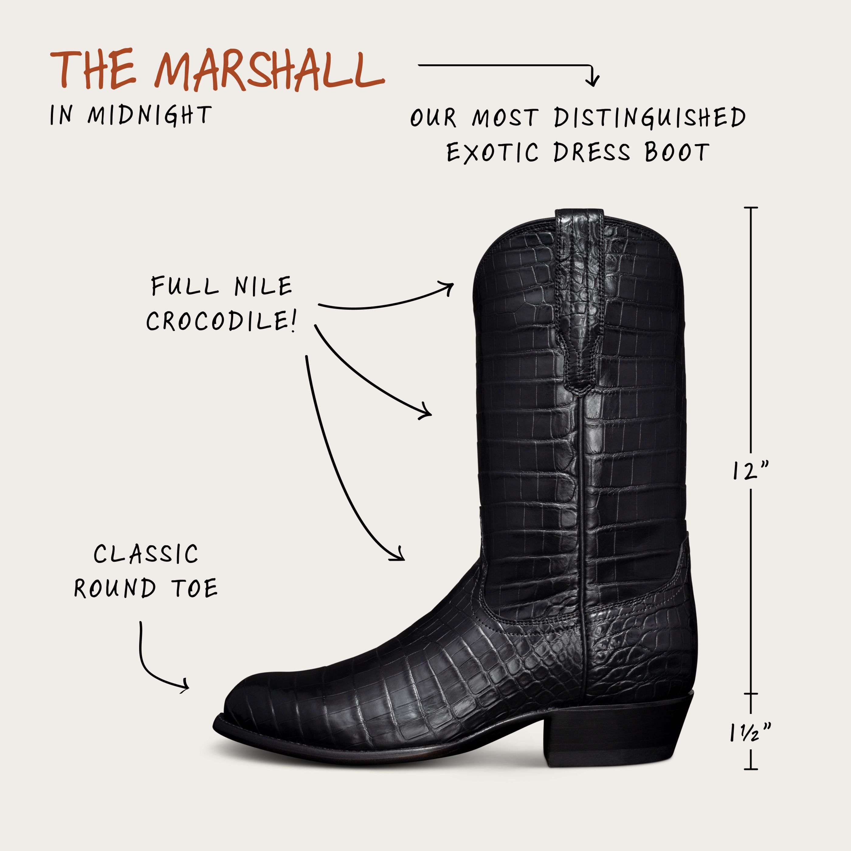 Men's Nile Crocodile Boots | The Marshall - Midnight | Tecovas