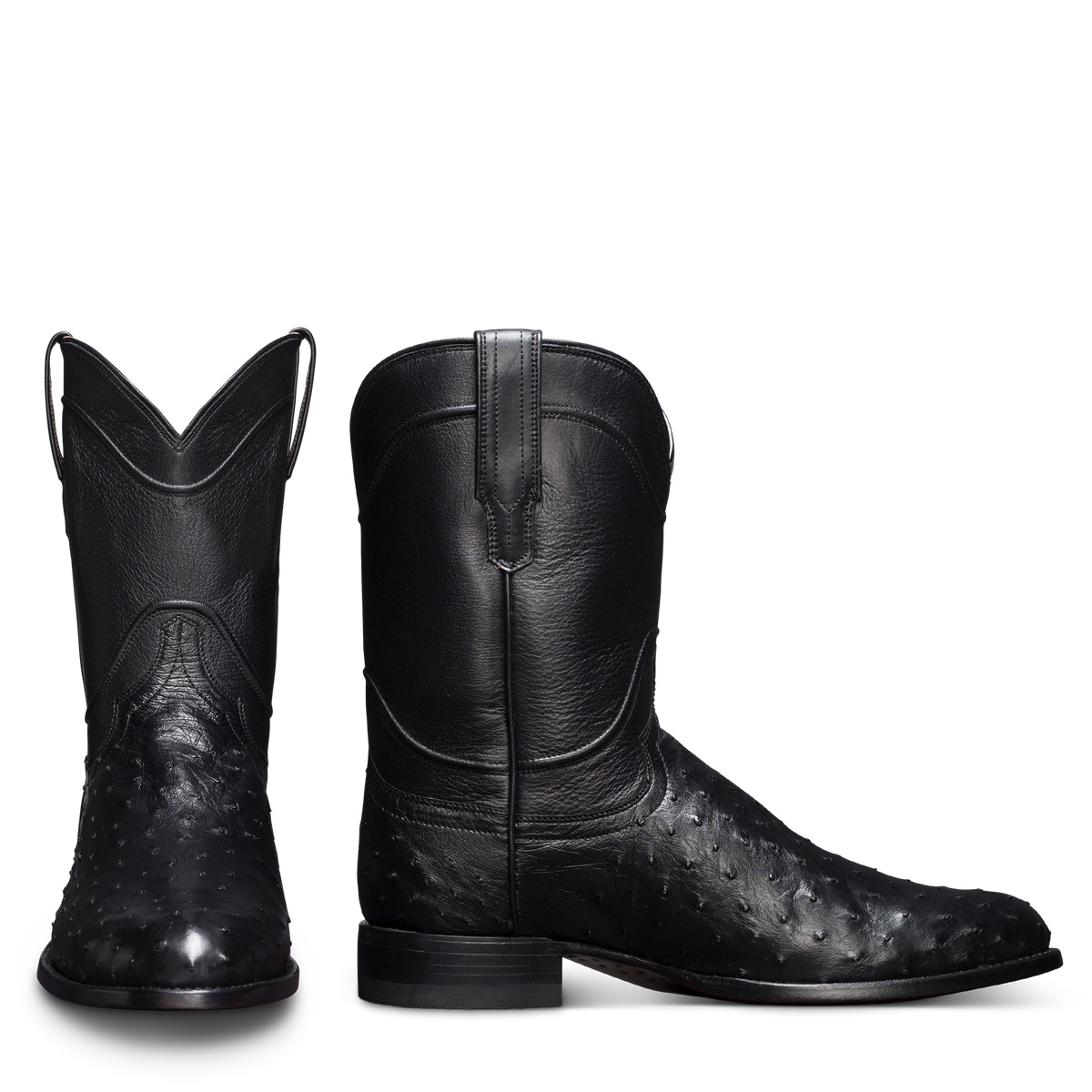 Men's Ostrich Roper Boots | The Duke - Midnight | Tecovas