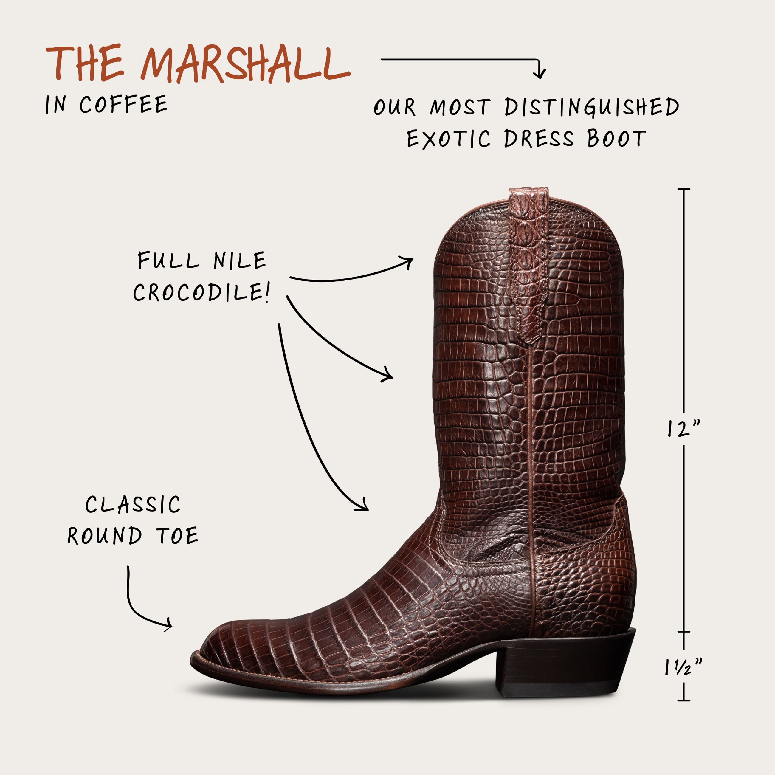 Men's Nile Crocodile Boots | The Marshall - Coffee | Tecovas