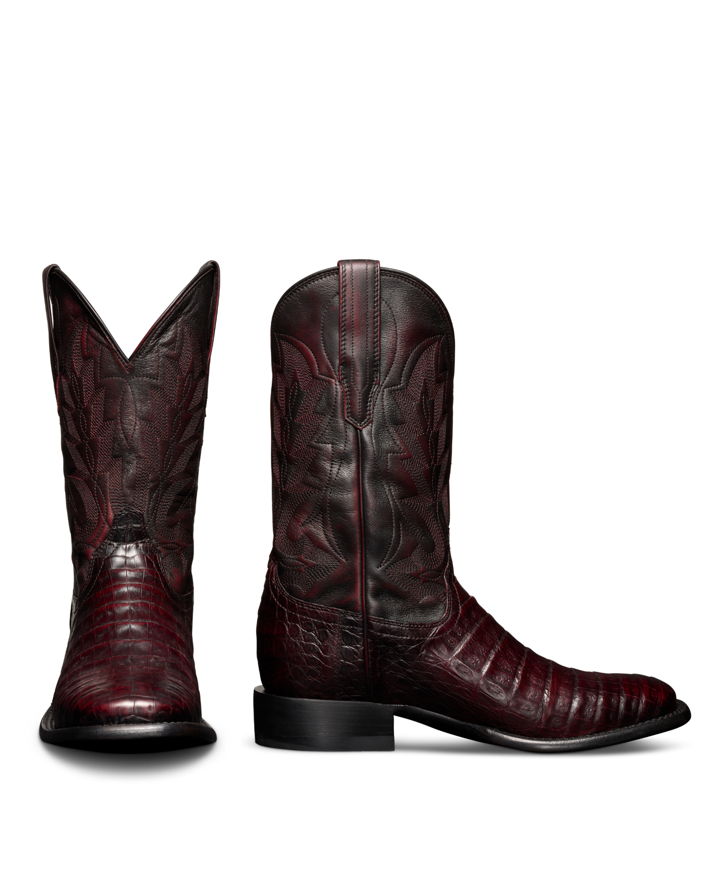 Unique Flame Shaft Caiman Cowboy Boots | The William - Black Cherry ...