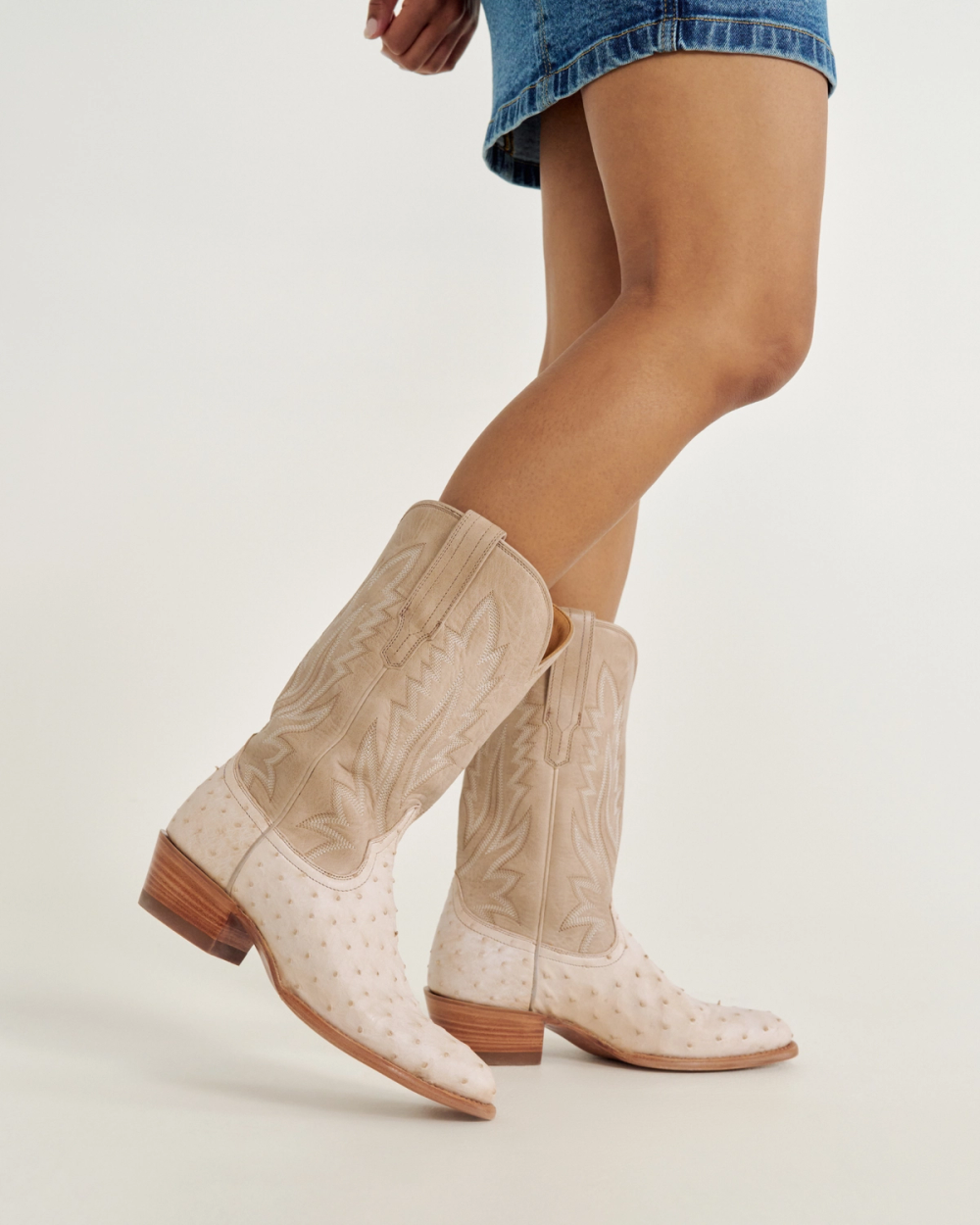 The Jamie in Pearl Ostrich - Women's Cowgirl Boot | Tecovas