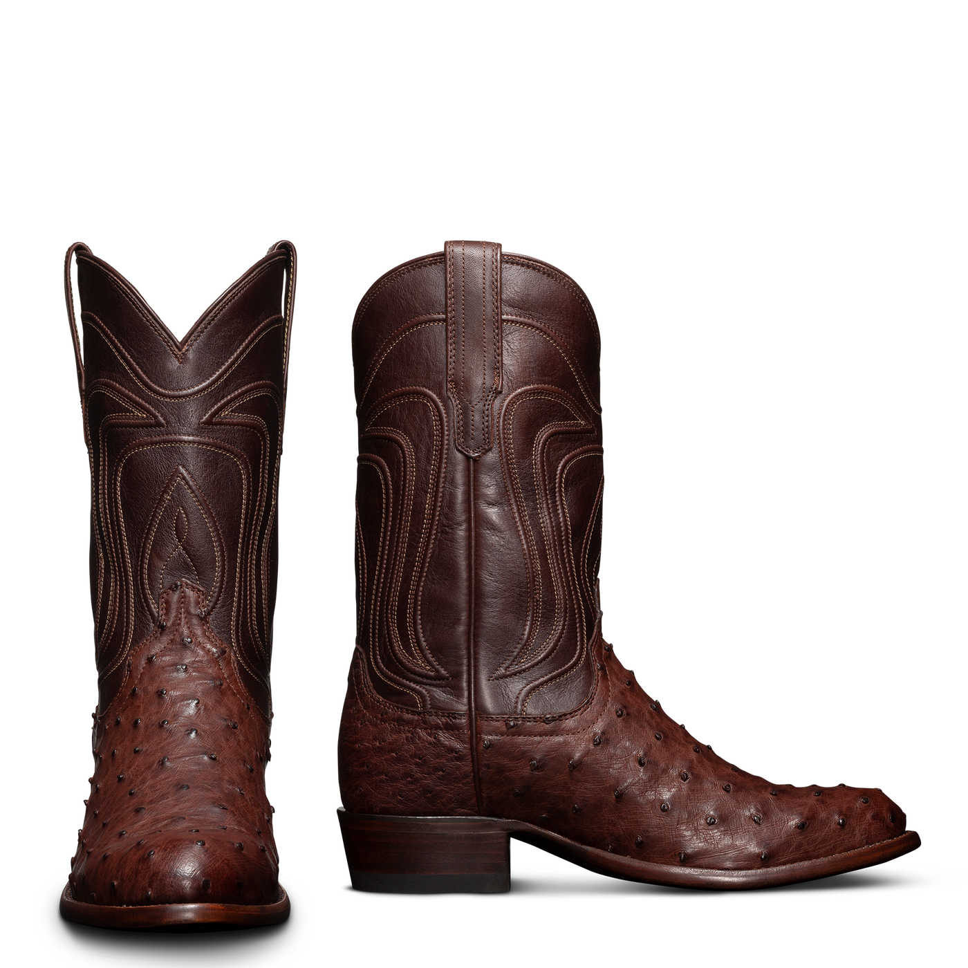 Ostrich Skin Cowboy Boots | The Wyatt - Mahogany | Tecovas