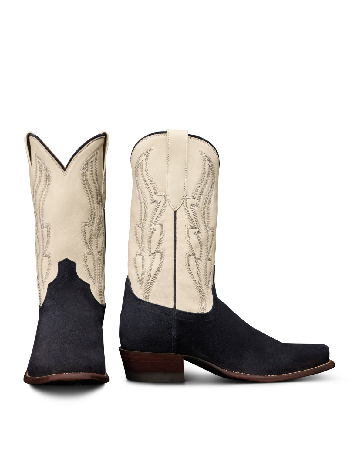 The Warren in Navy / White Suede - Men's Cowboy Boot | Tecovas