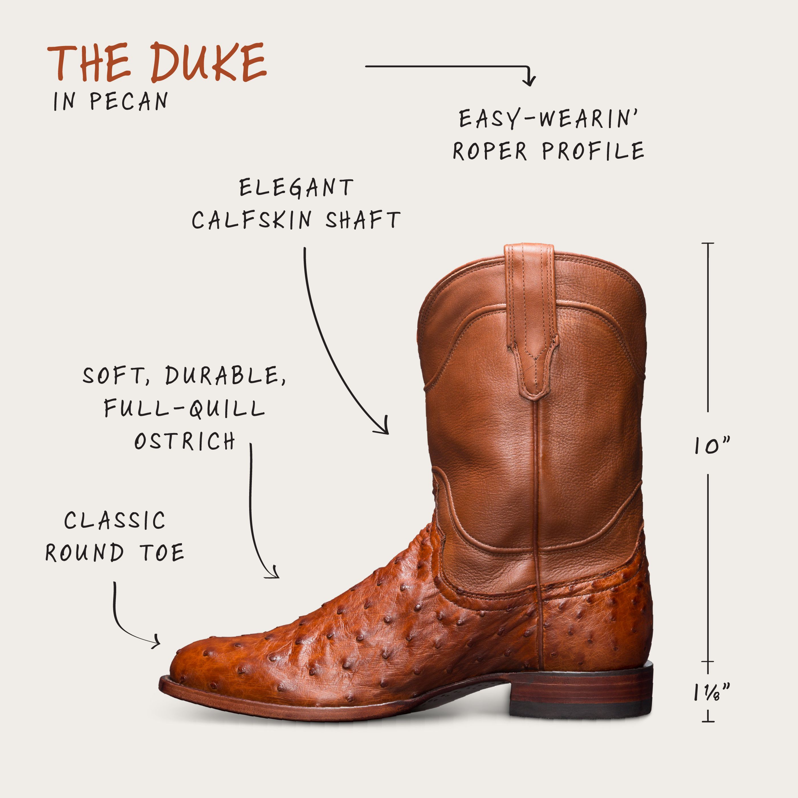 Men's Ostrich Roper Boots | The Duke - Pecan | Tecovas