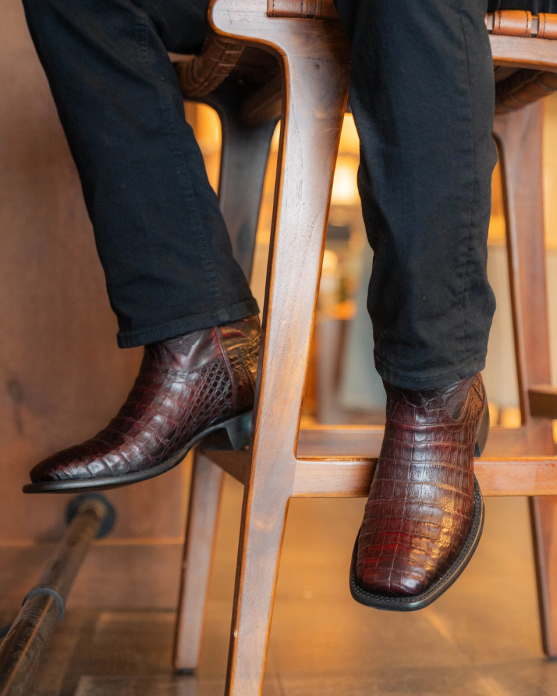 Unique Flame Shaft Caiman Cowboy Boots | The William - Black Cherry ...
