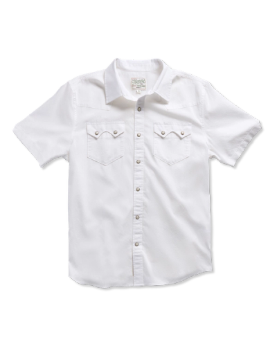 Men's Vintage Weight Sawtooth Short Sleeve Pearl Snap - White | Tecovas
