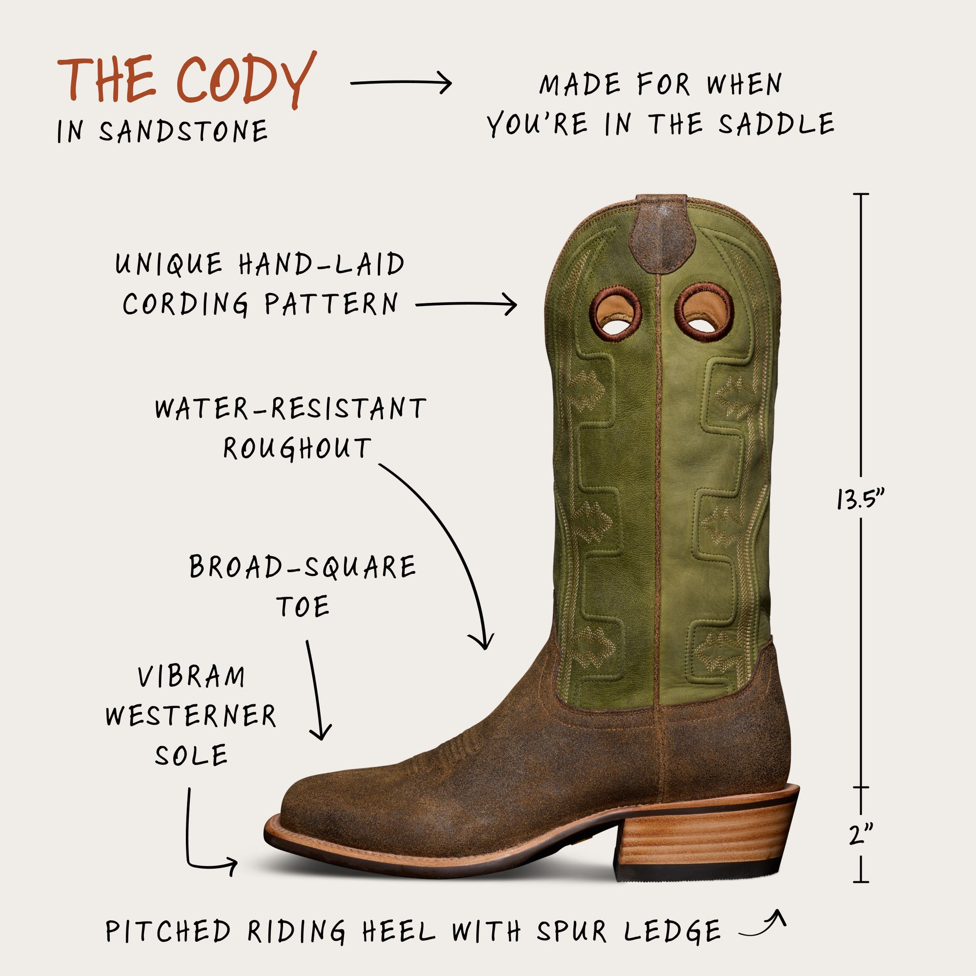 Square Toe Cowboy Boots | The Cody - Sandstone | Tecovas