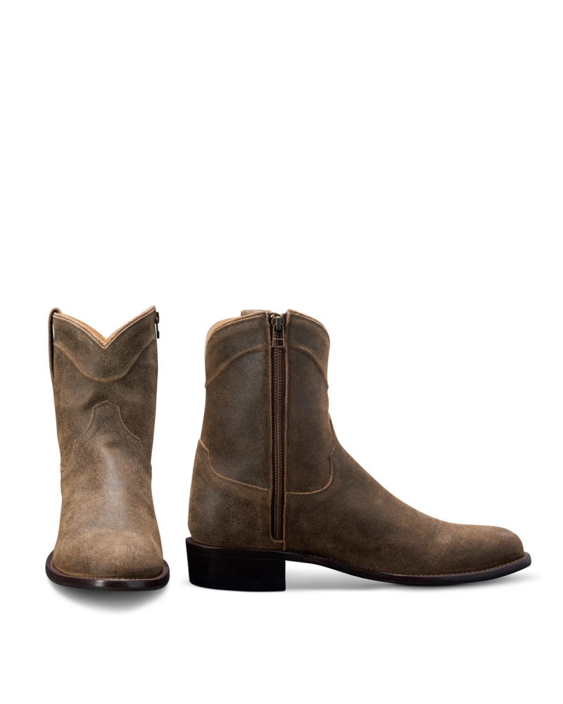 The Dean in Gravel Suede - Men's Zip Boot | Tecovas