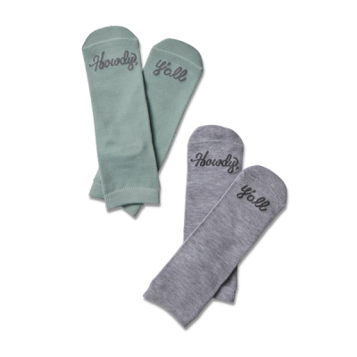 Two Pack of Women's Socks | Howdy Y'all Hiking Sock (2-Pack) - LT Teal, Gray | Tecovas