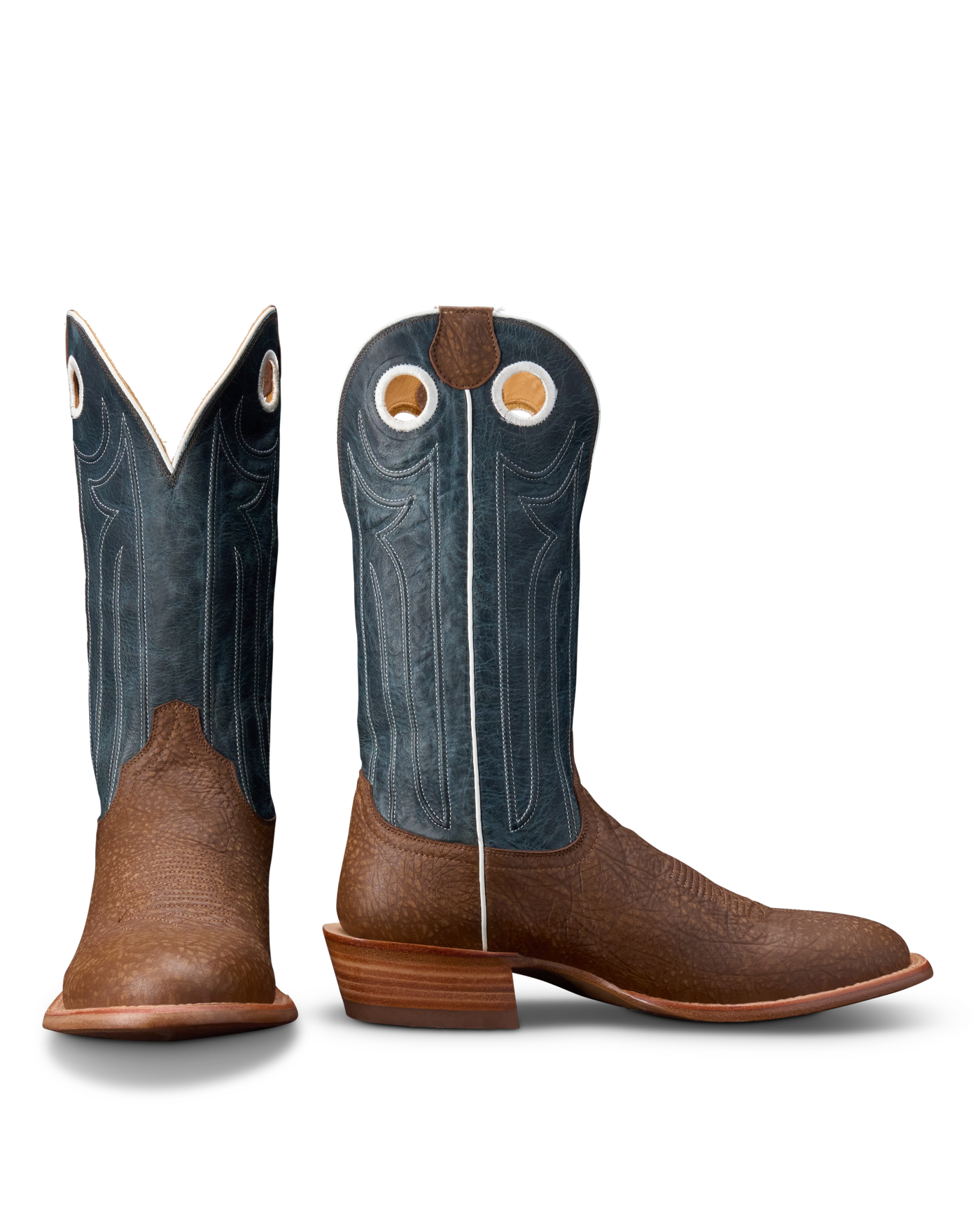 The Prescott in Chestnut / Blue Bullhide - Men's Horseman Boot | Tecovas