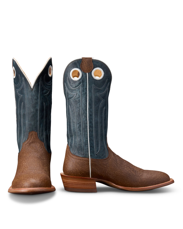 The Prescott in Chestnut / Blue Bullhide - Men's Horseman Boot | Tecovas