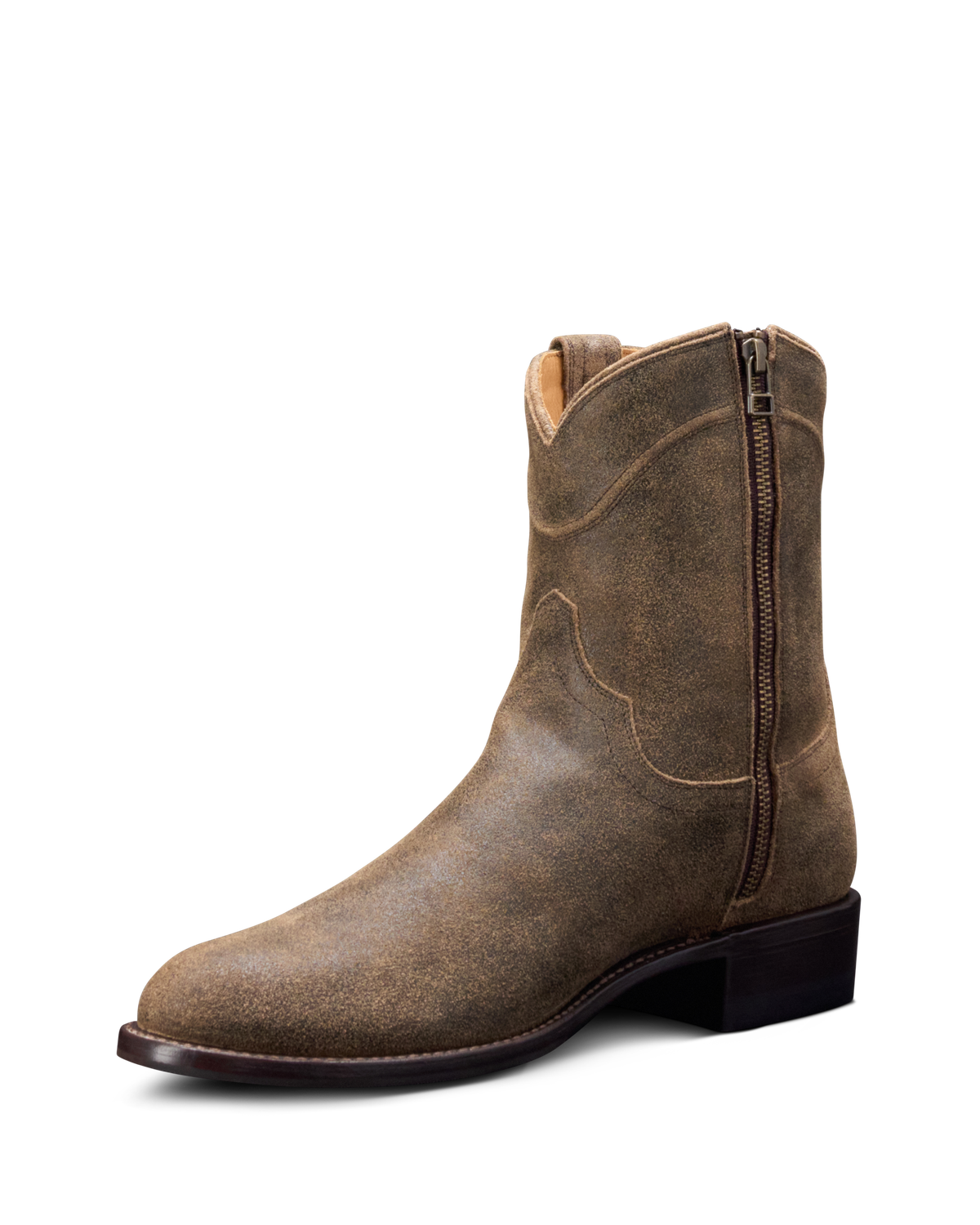 The Dean in Gravel Suede - Men's Zip Boot | Tecovas