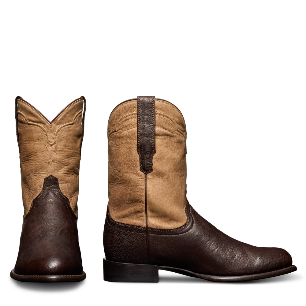 The Wade in Chocolate Smooth Ostrich - Men's Roper Boot | Tecovas