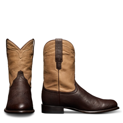The Wade in Chocolate Smooth Ostrich - Men's Roper Boot | Tecovas
