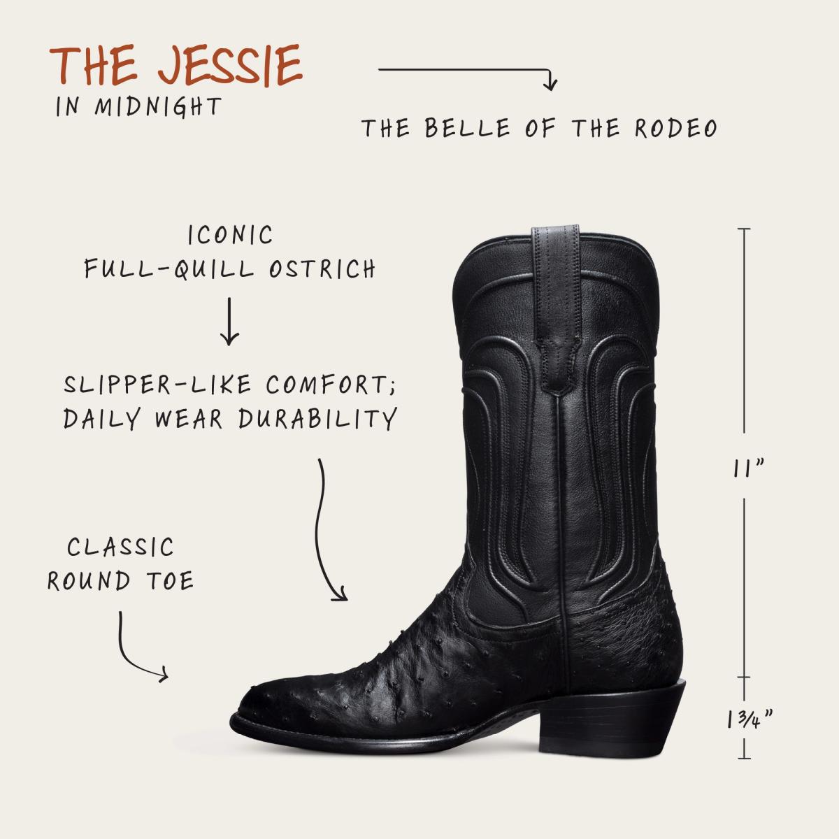 Women's Ostrich Skin Boots | The Jessie - Midnight | Tecovas