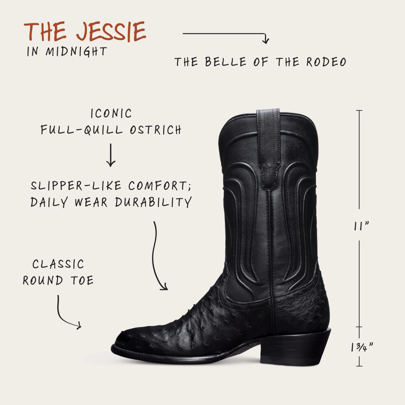 Women's Ostrich Skin Boots | The Jessie - Midnight | Tecovas