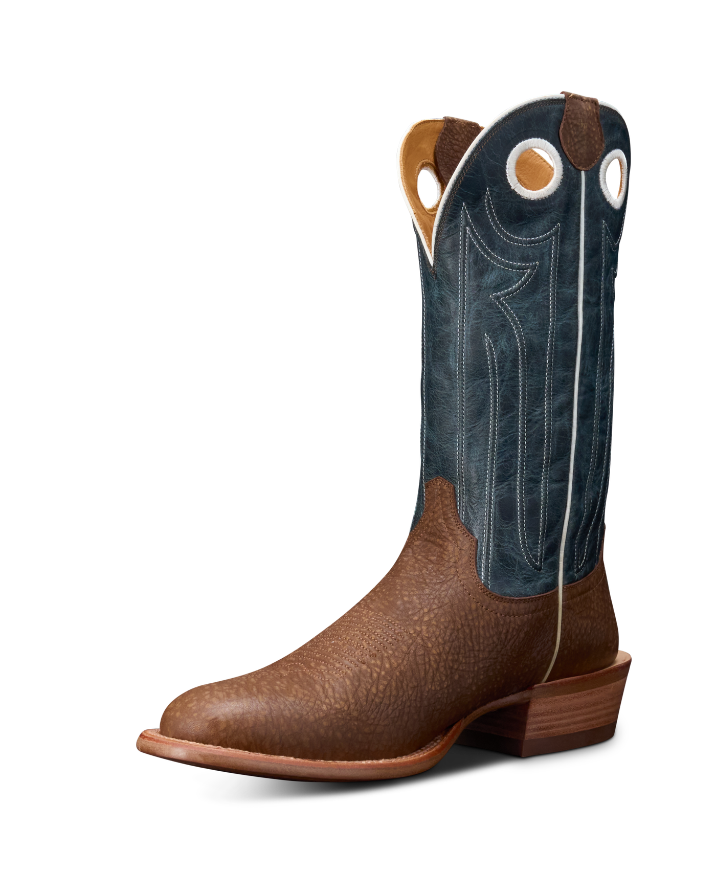 The Prescott in Chestnut / Blue Bullhide - Men's Horseman Boot | Tecovas
