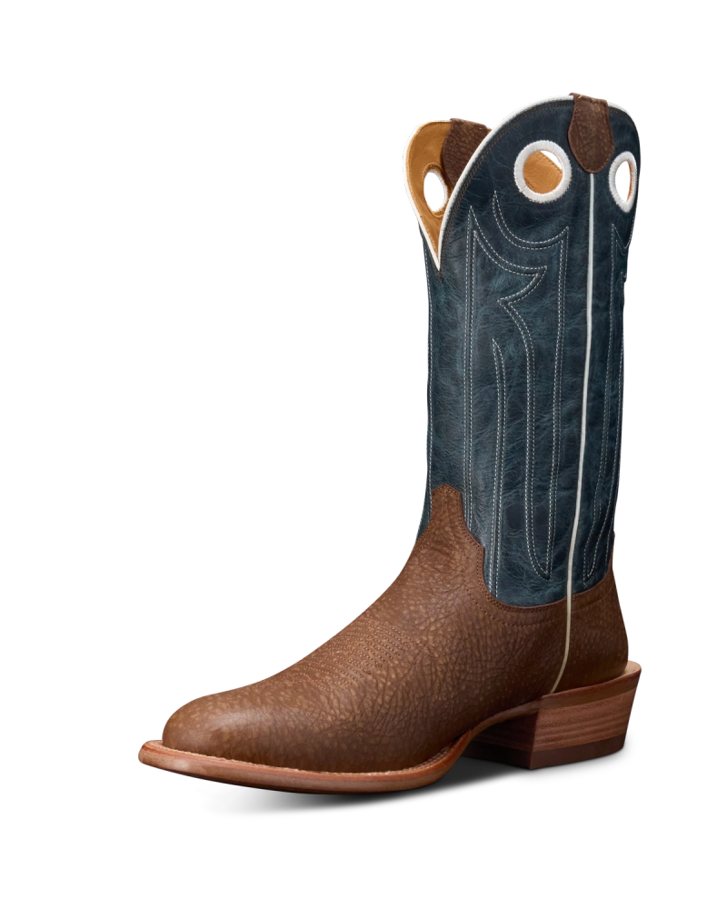 The Prescott in Chestnut / Blue Bullhide - Men's Horseman Boot | Tecovas