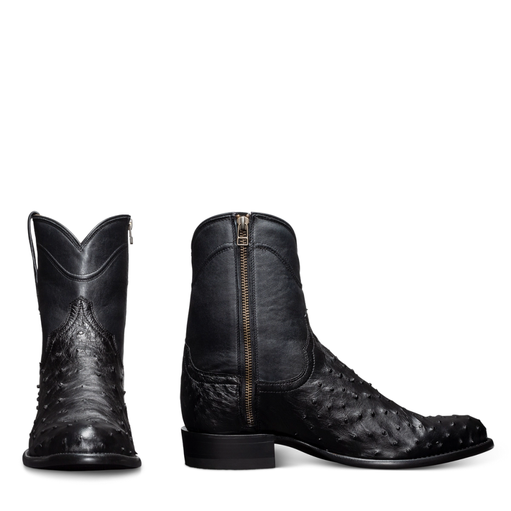 The Dean in Onyx Ostrich - Men's Zip Boot | Tecovas