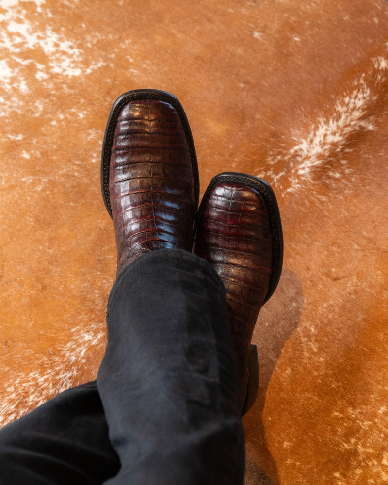 Unique Flame Shaft Caiman Cowboy Boots | The William - Black Cherry ...