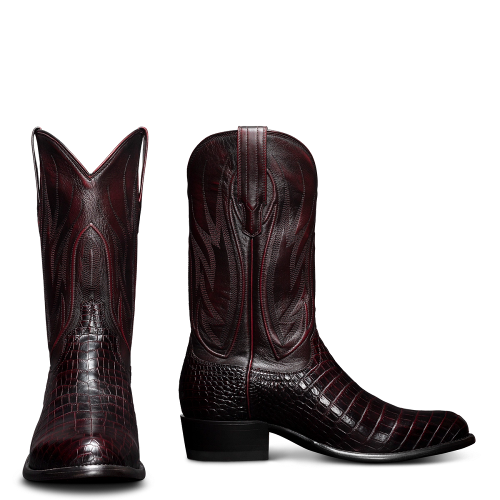 Nile Crocodile Cowboy Boots | The Cooper - Black Cherry | Tecovas