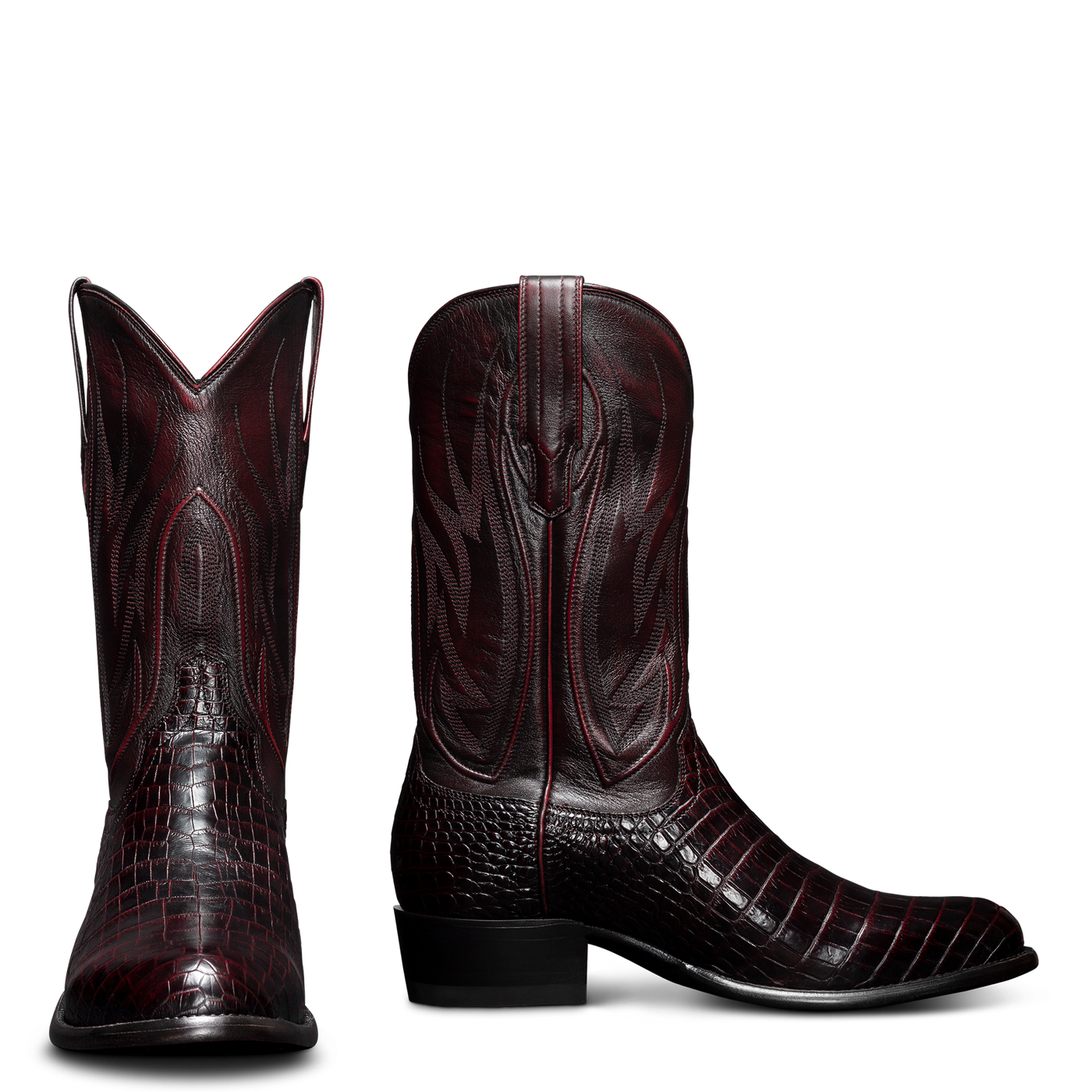 The Cooper in Black Cherry Crocodile - Men's Cowboy Boot | Tecovas