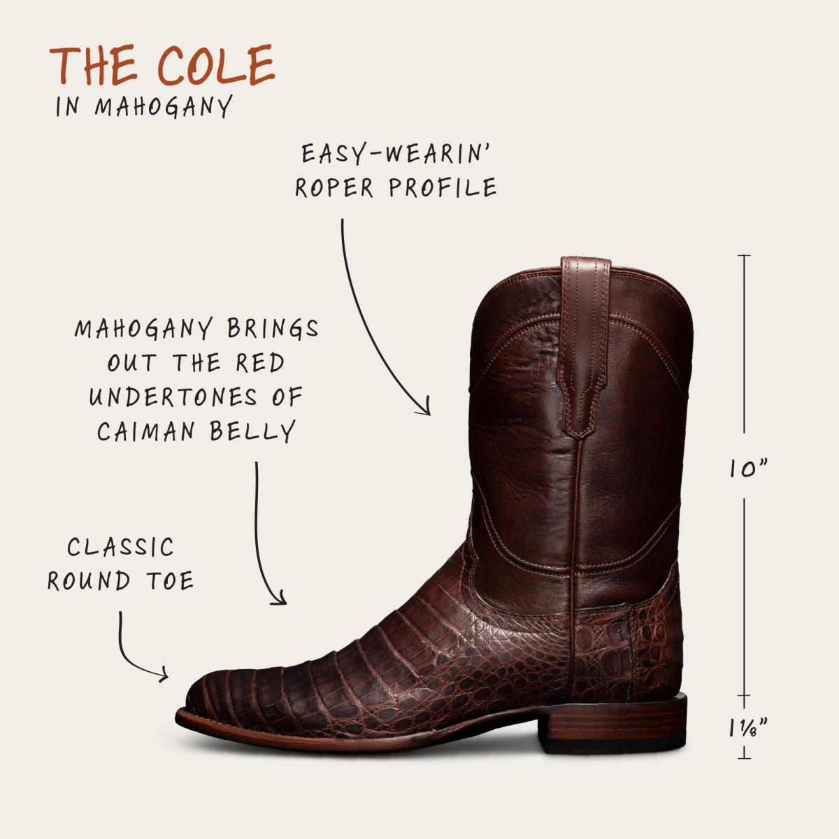 Men's Caiman Belly Roper Boots | The Cole - Mahogany | Tecovas