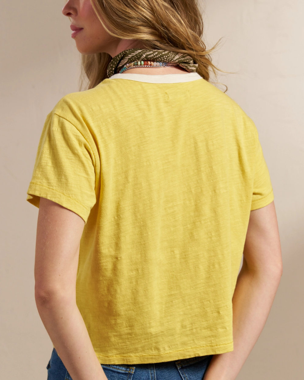 Women's Vintage Ringer Tee - Golden Yellow/Tan | Tecovas
