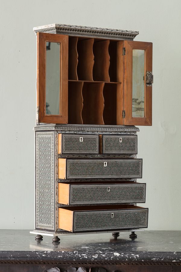 A 19th Century Miniature Anglo-Indian Sadeli Work Cabinet-on-Chest ...