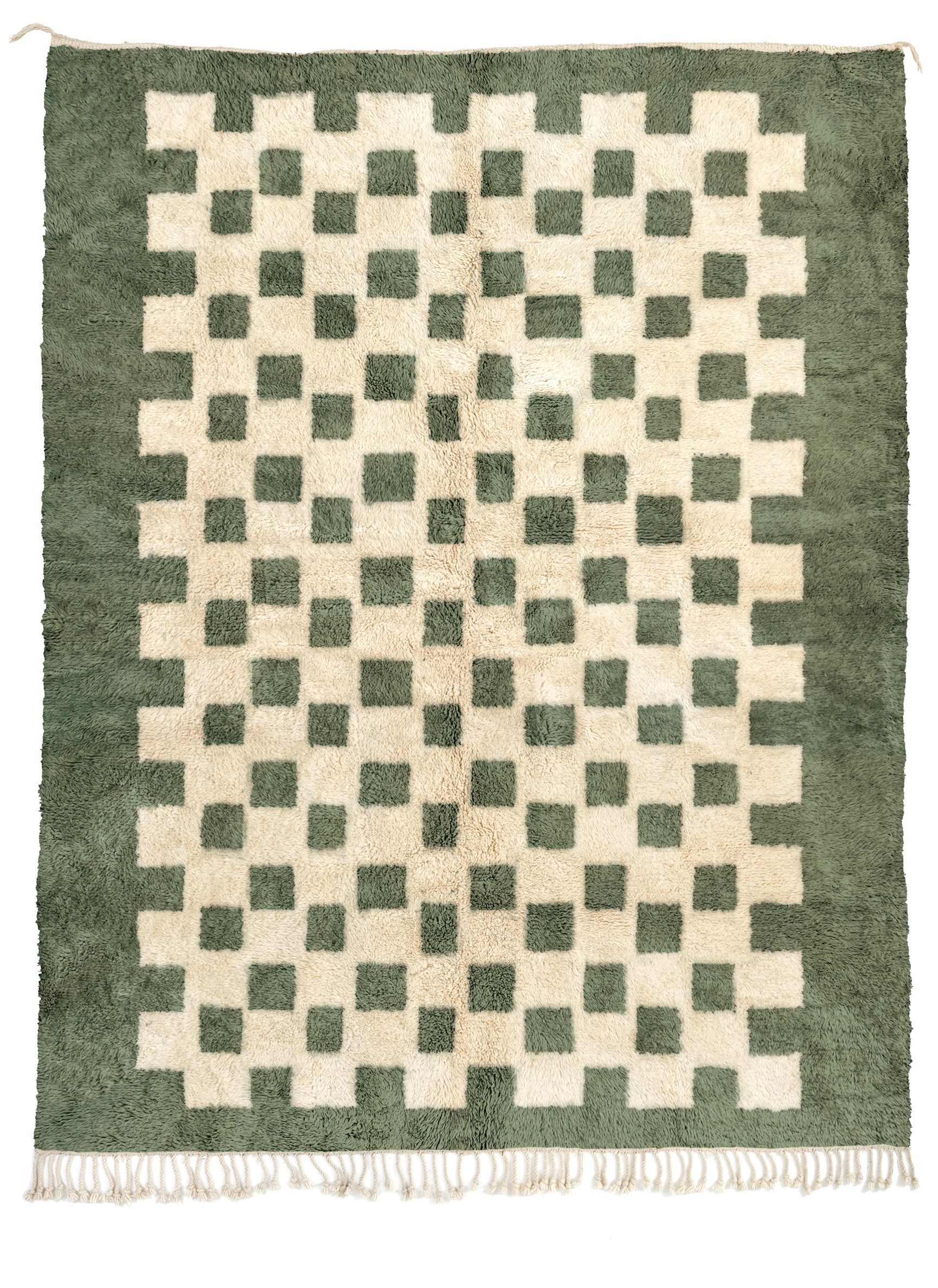 Gambit Sage Green + Natural Wool - Beni Rugs