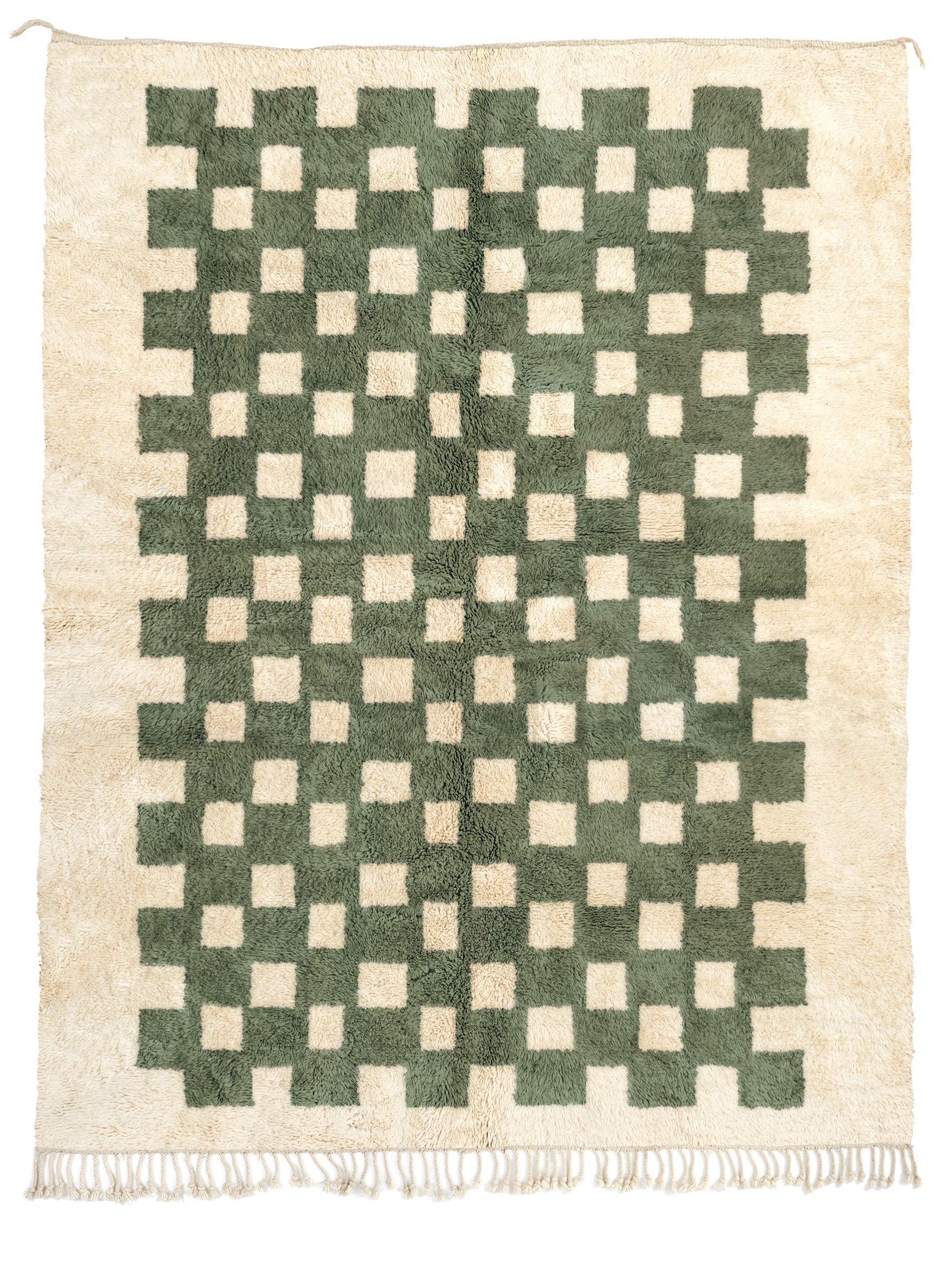 Gambit Natural Wool + Sage Green - Beni Rugs