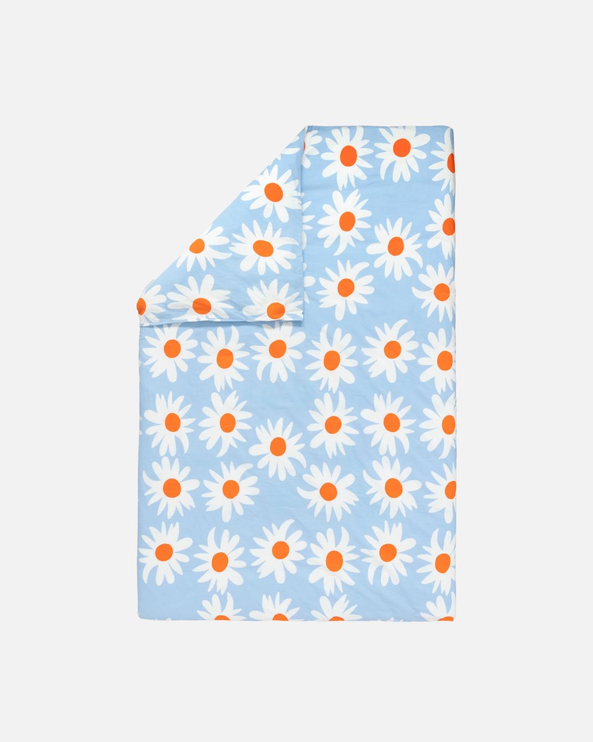 Rakastaa ei rakasta duvet cover 210x210 cm lt.blue, off white, orange ...