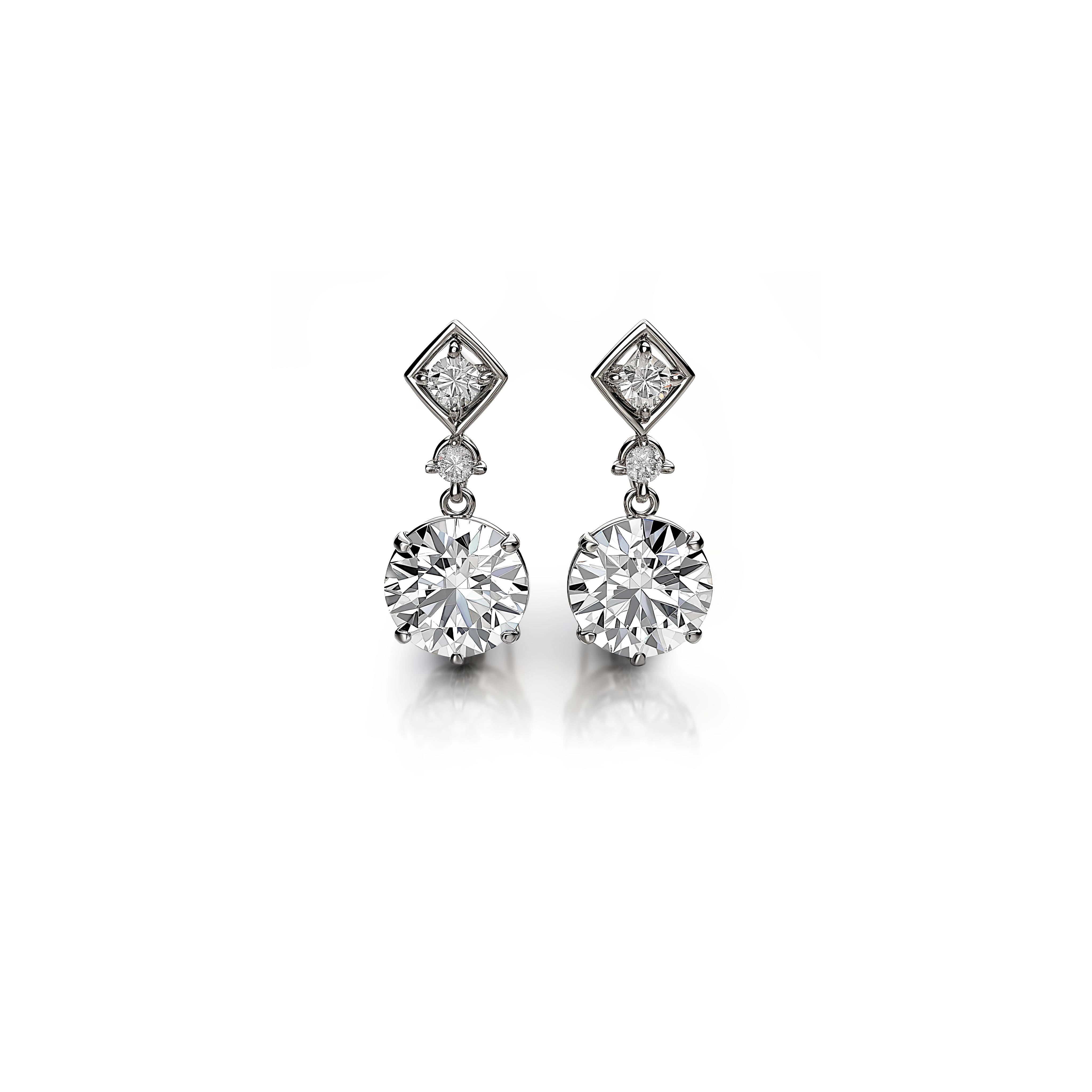 1 Carat White Celestial Spark Diamond Dangles - Ambar Diamonds